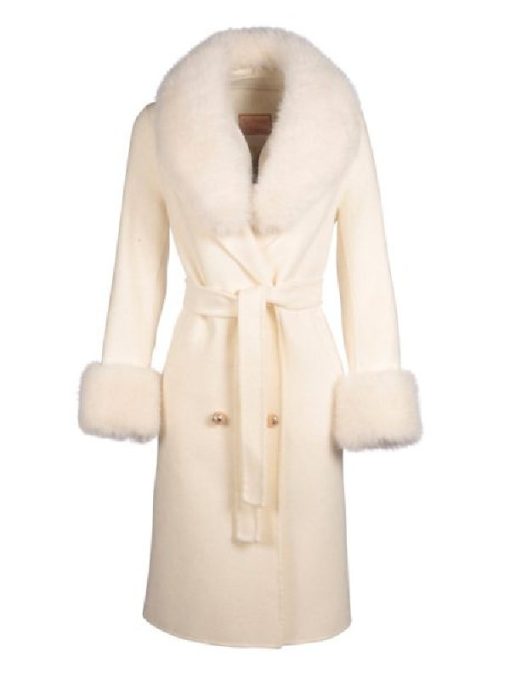 The Five Emily Compagno White Fur Trim Coat